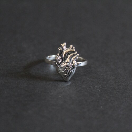 Sterling Silver Anatomical Heart & Anatomical Brain Ring | Etsy