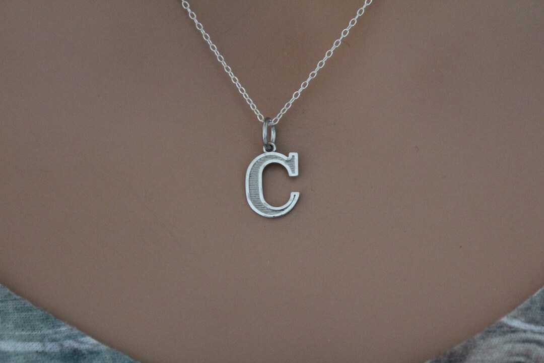 Sterling Silver Initial C Necklace - Personalized Letter Charm - Etsy