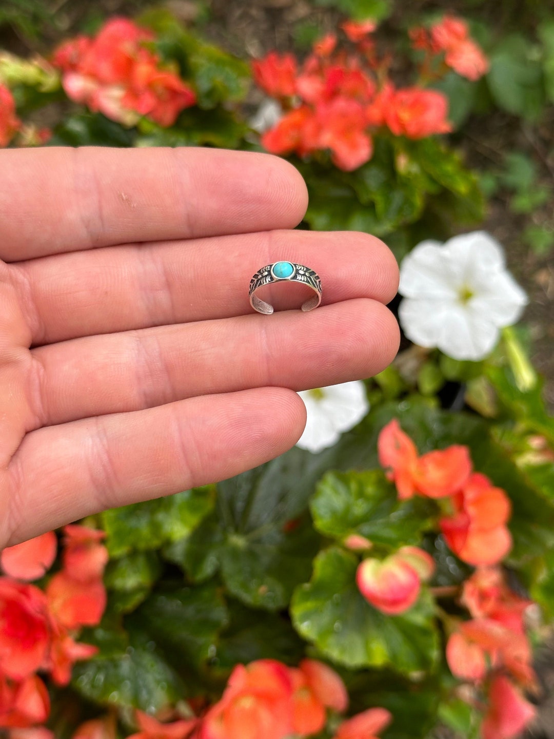 Sterling Silver Adjustable Turquoise Toe Ring - Etsy
