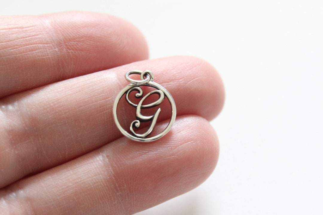 Sterling Silver Rustic Cursive Initial Charm Letter G Charm, Silver ...