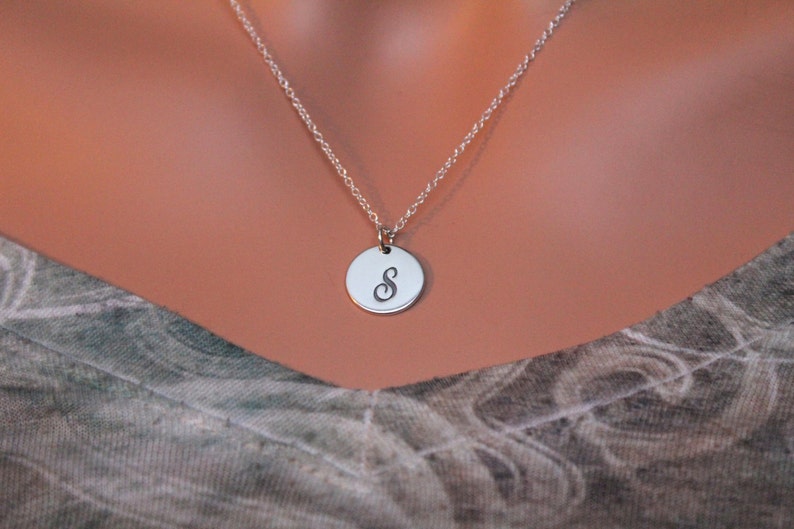 Sterling Silver Cursive Circular S Initial Charm Necklace - Etsy