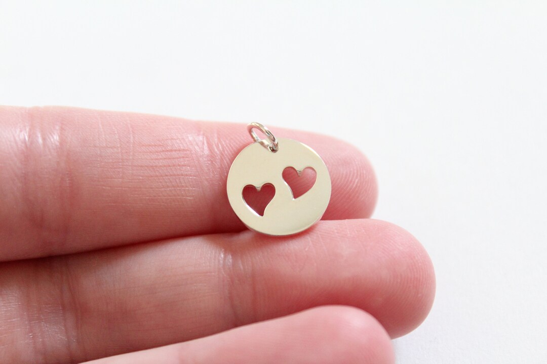 Sterling Silver Disk With Two Heart Cutouts Charm, Two Heart Cutout ...