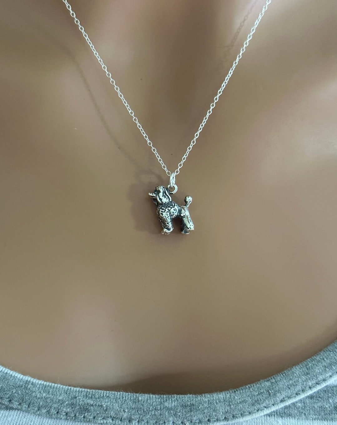 Sterling Silver Poodle Necklace, Sterling Silver 3D Poodle Dog Necklace ...