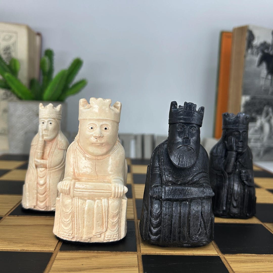 Chess Set Replica Isle of Lewis Chessmen Game Pieces for Large Wooden ...