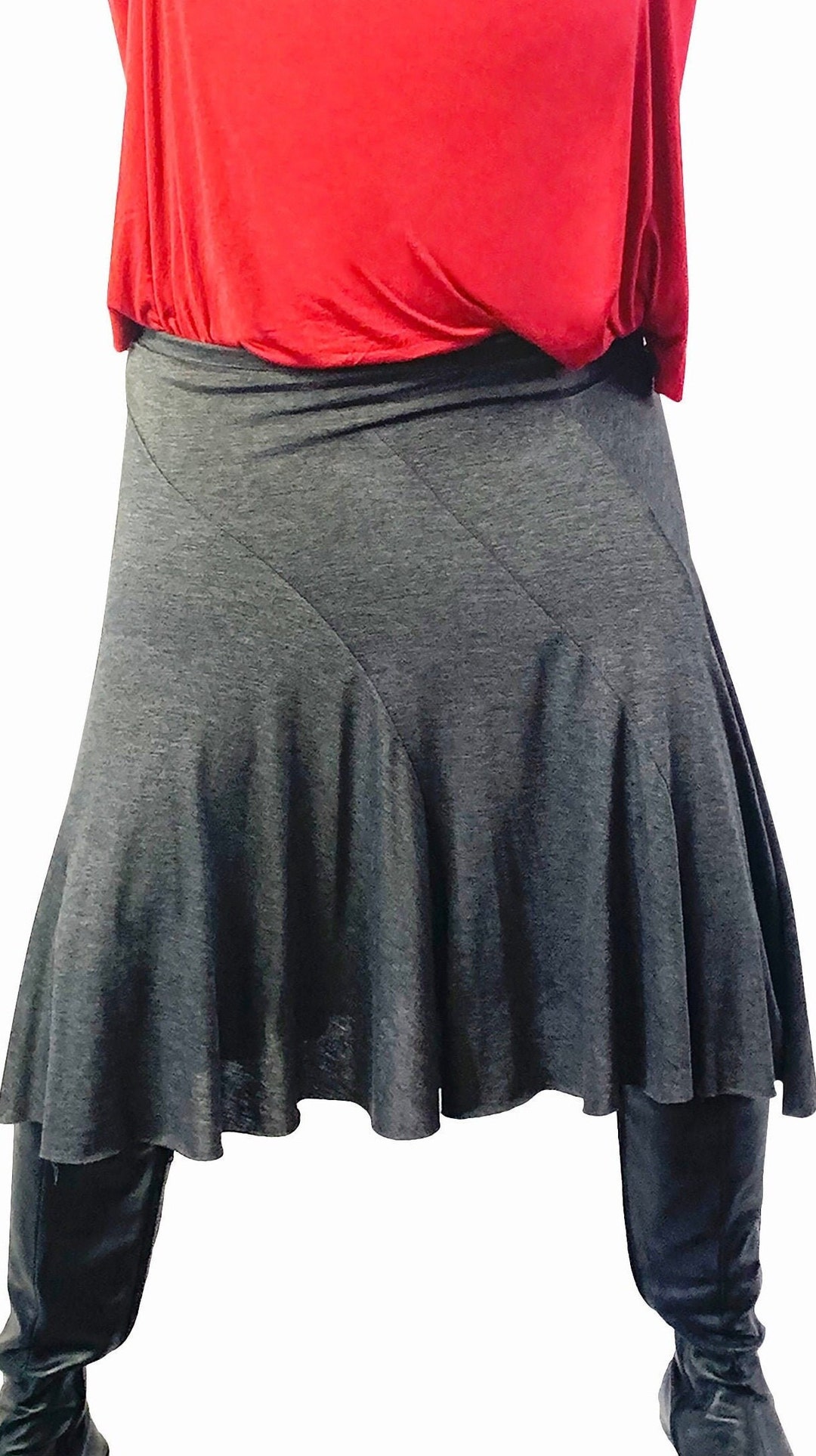 Bias Cut Skirt, Knit Stretch Fabric, Diagonal Seaming, Knee-length for ...