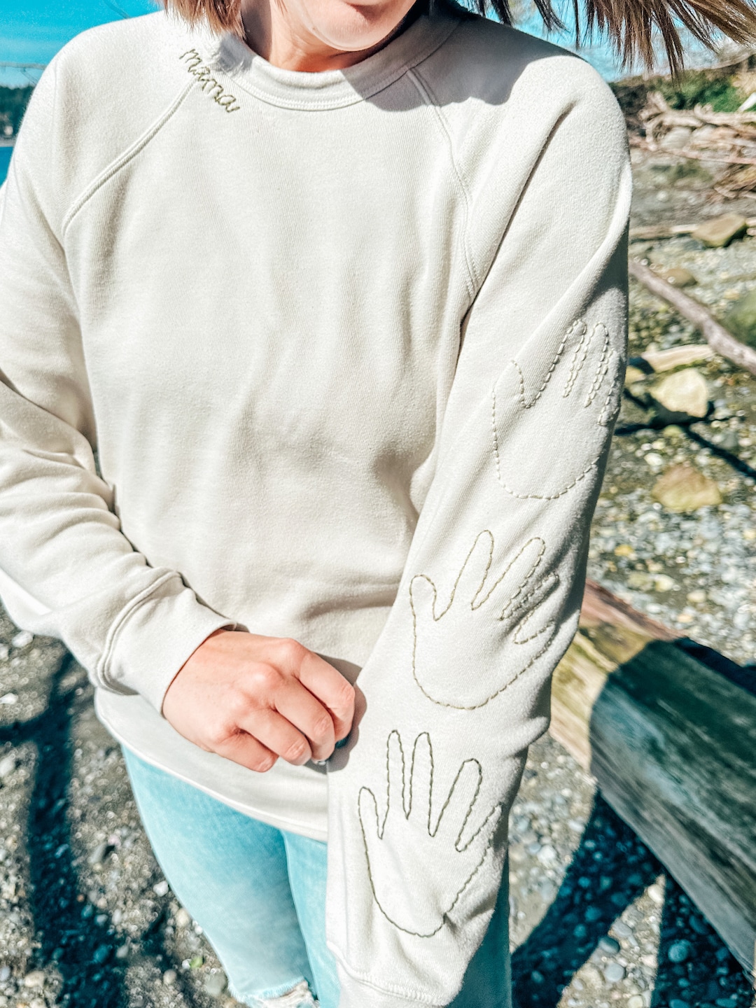 Embroidered Handprint Sweatshirt - Etsy