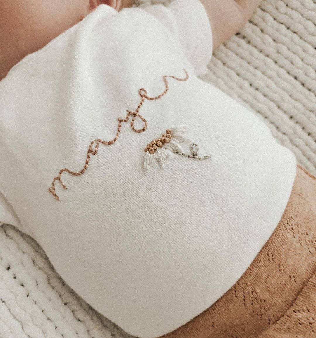 HAND EMBROIDERED ONESIE Personalized, Name Announcement, Pregnancy ...