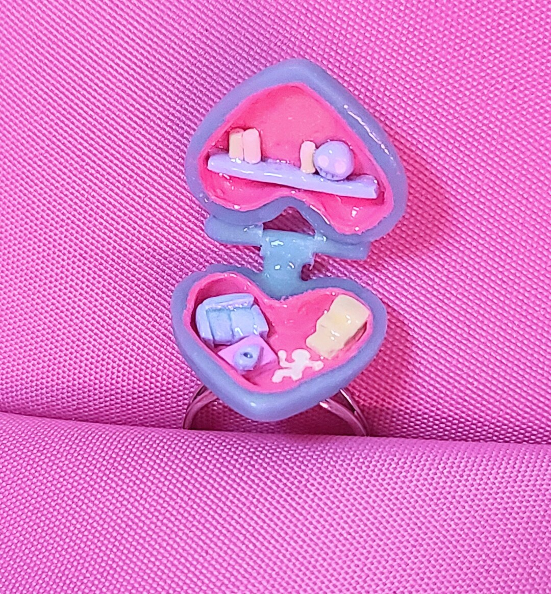 Gothy Pocket Ring Handmade Glow in the Dark Pentagram Adjustable Goth ...