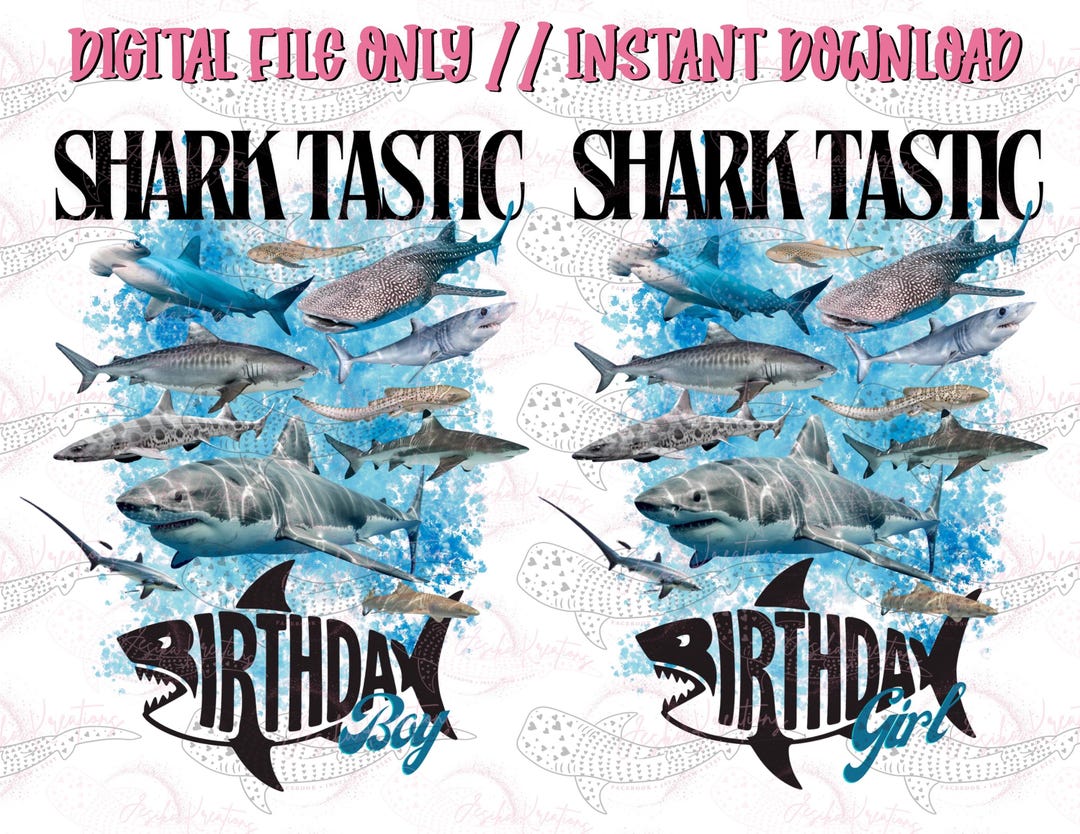 SHARKTASTIC Birthday Boy & Birthday Girl Digital PNG File | Shark ...