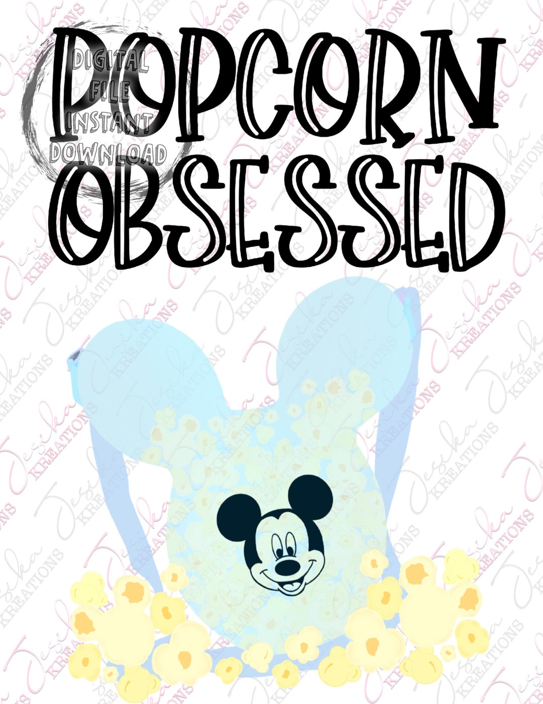 Mouse Popcorn Obsessed Digital PNG - Etsy