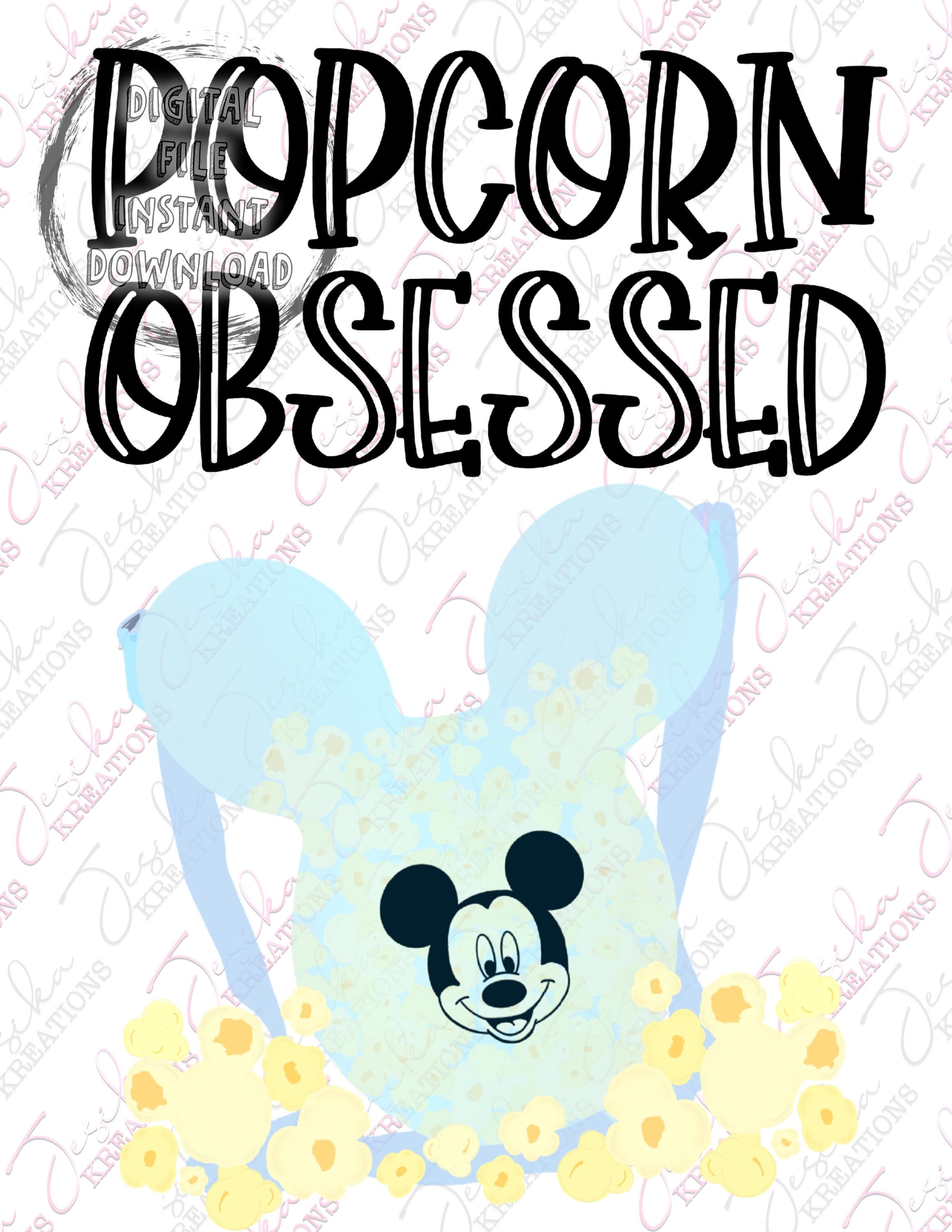 Mouse Popcorn Obsessed Digital PNG - Etsy