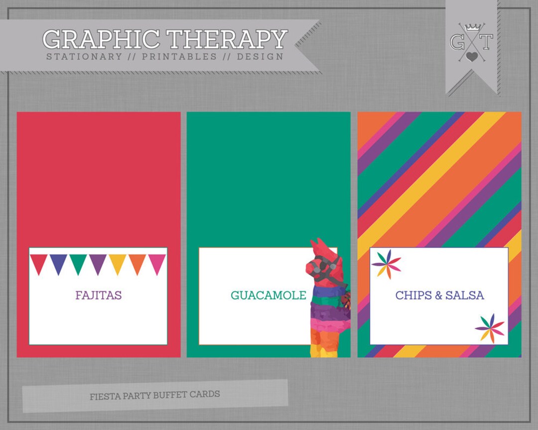 Buffet Cards for a for a Fiesta Themed Party, Fiesta Party Menu Cards ...