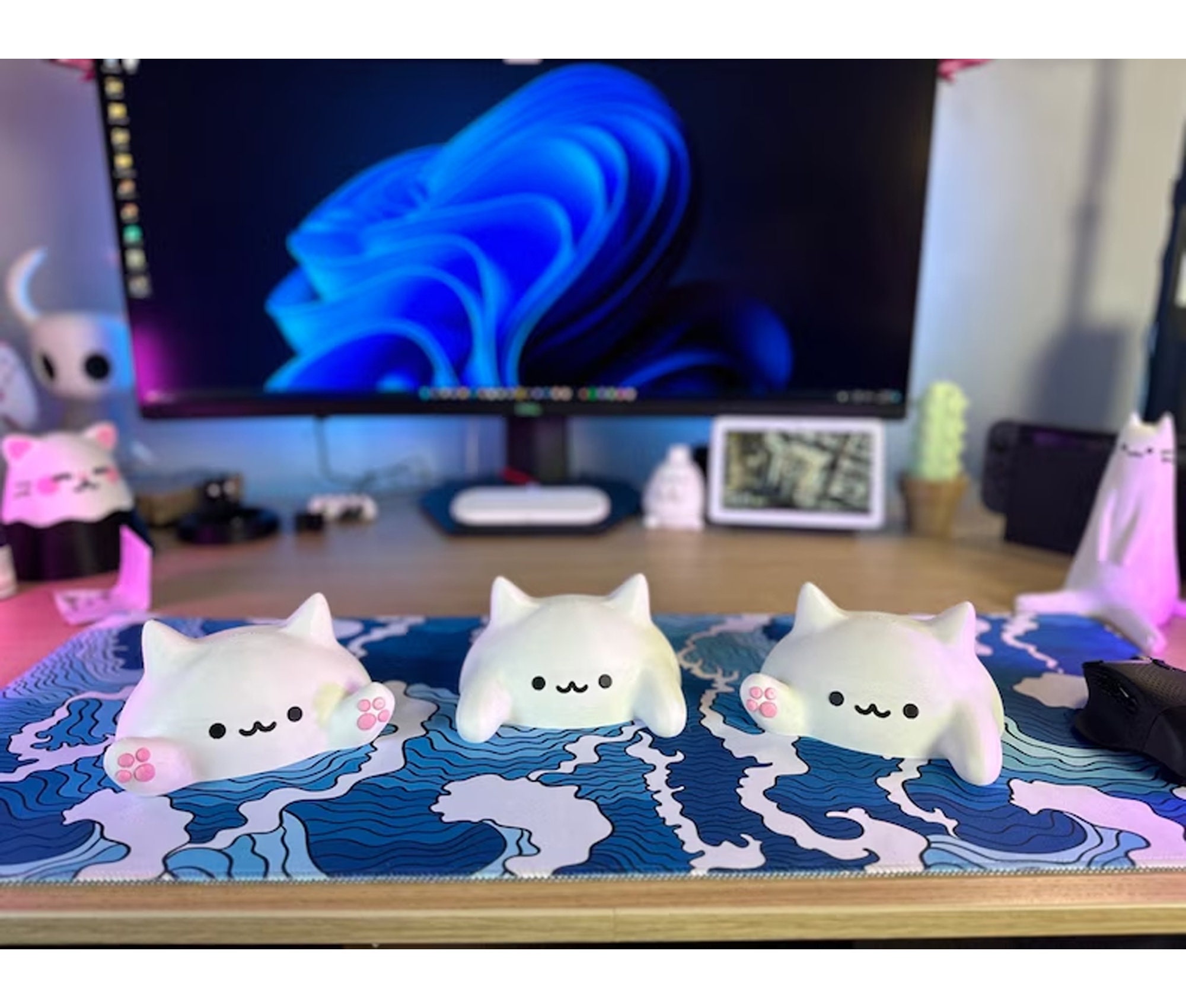 Kawaii Desk / Bongo Cat Meme Adorable Desk Accessory Keep Your Desk ...
