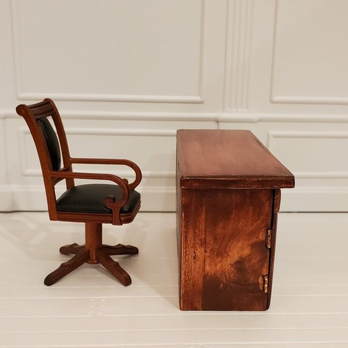 Dollhouse Miniature Office OOAK Desk Vintage Chair and Accessories - Etsy