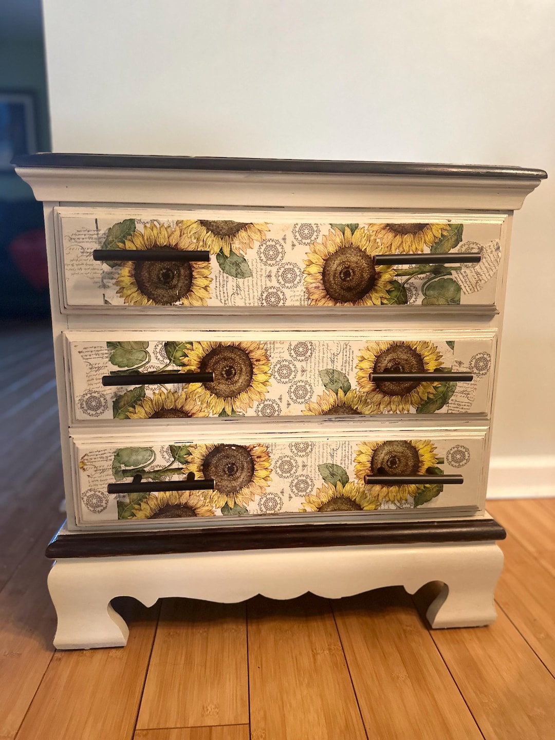 Floral Decoupage Dresser, Reclaimed Wood Dresser, Decorative Drawer ...