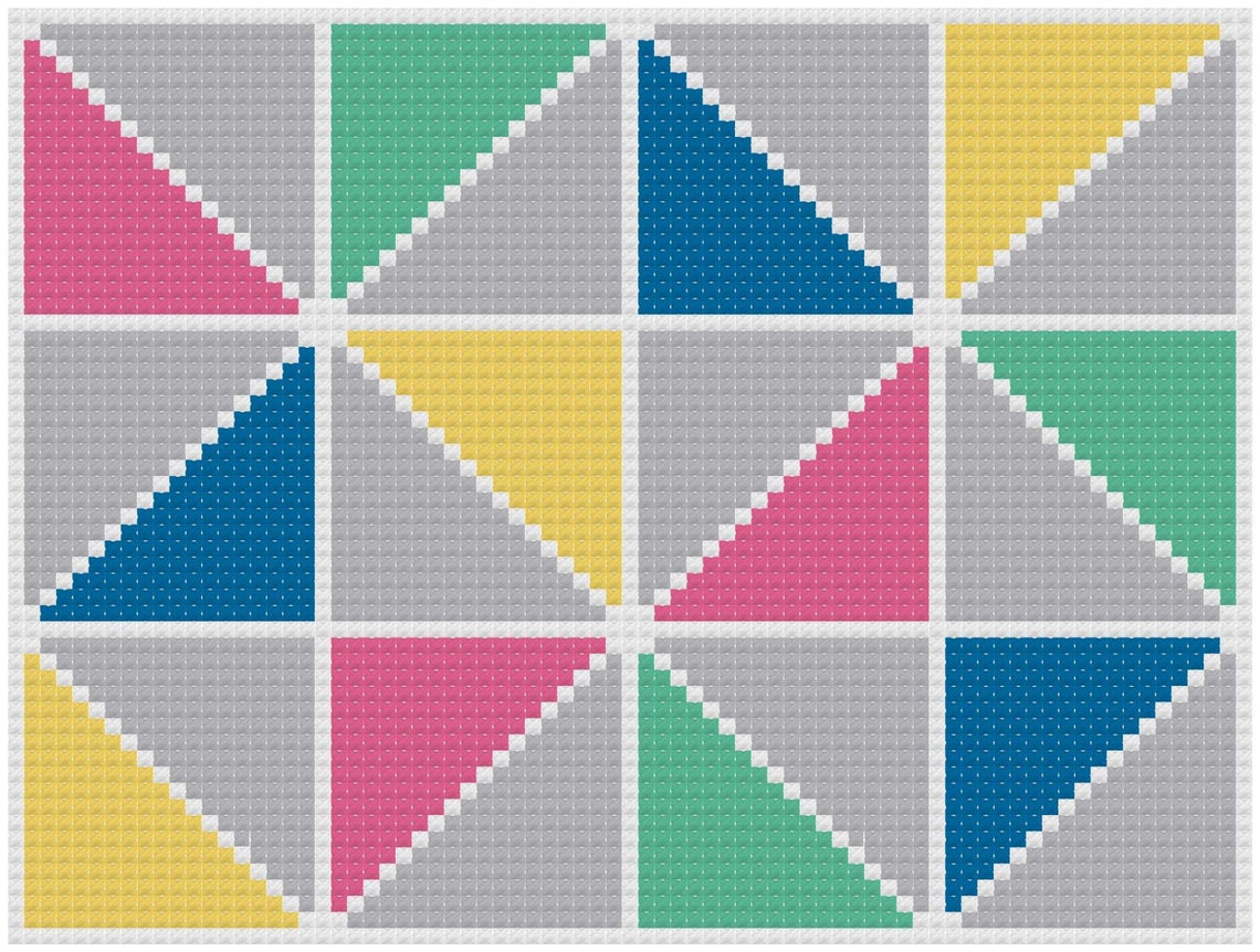 Modern Pastel Triangle Cross Stitch Pattern - Etsy