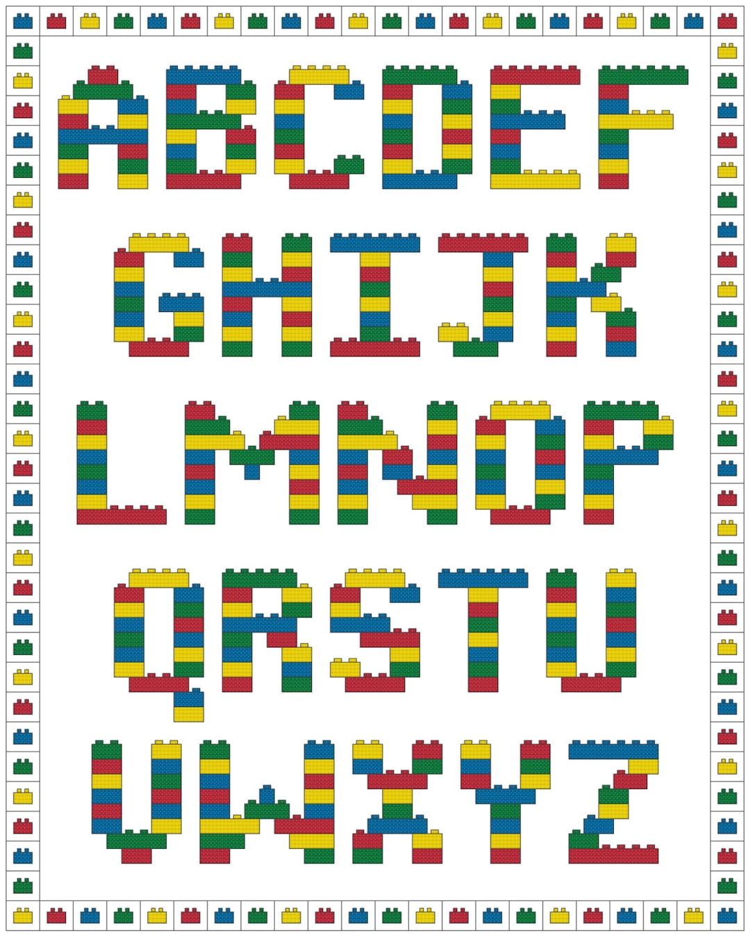 Brick Alphabet Cross Stitch Pattern - Etsy