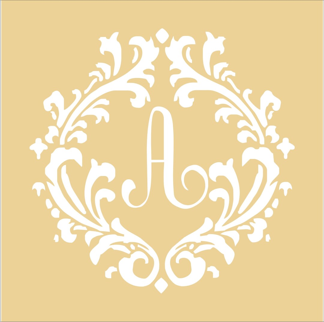 Custom DAMASK Monogram Stencil Custom Stencil Damask Stencil Monogram ...