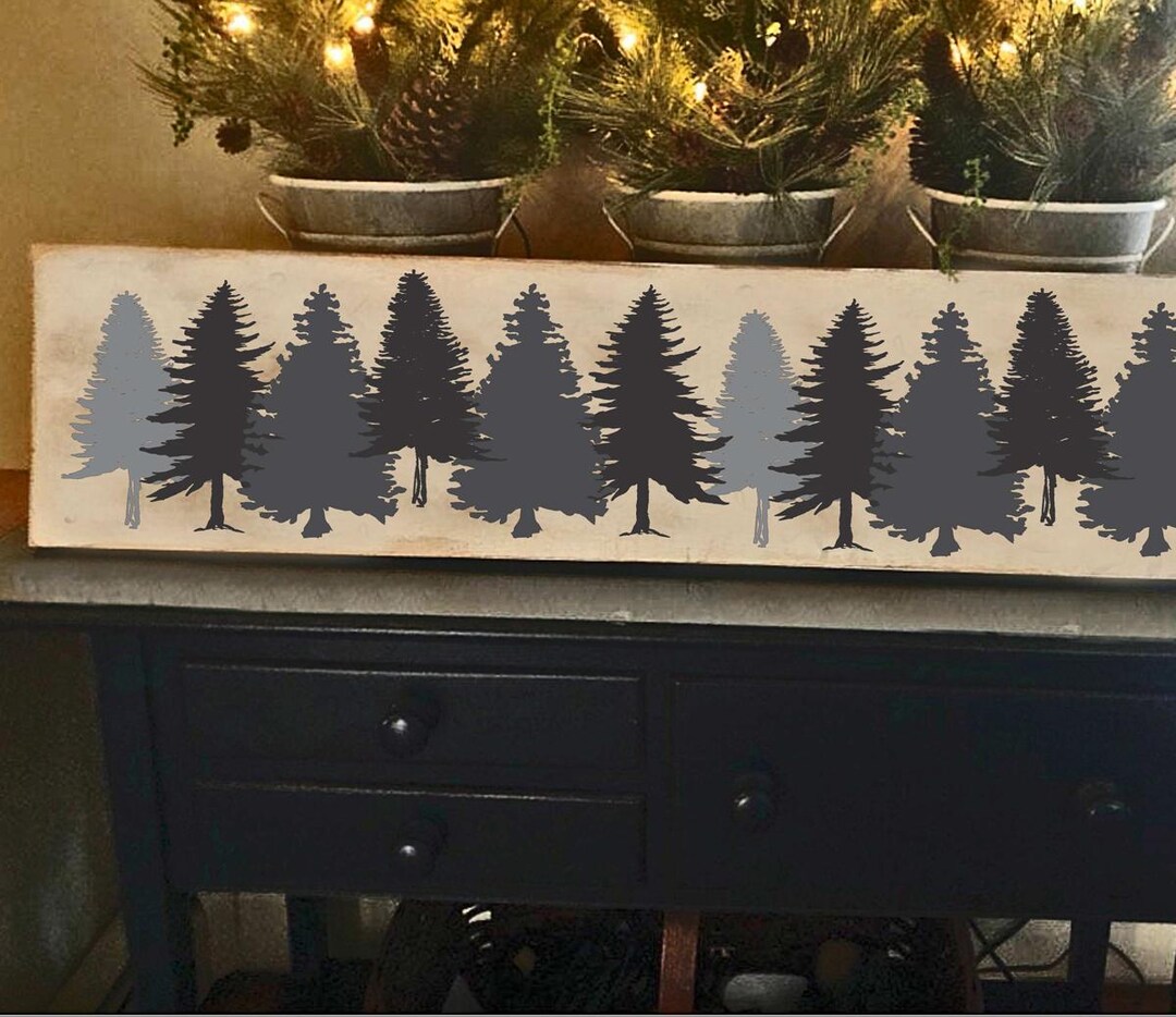 Tree Stencil - Pine Tree Stencils - Paint Christmas Signs - Stencil to Paint Trees - Paint Cabin ...