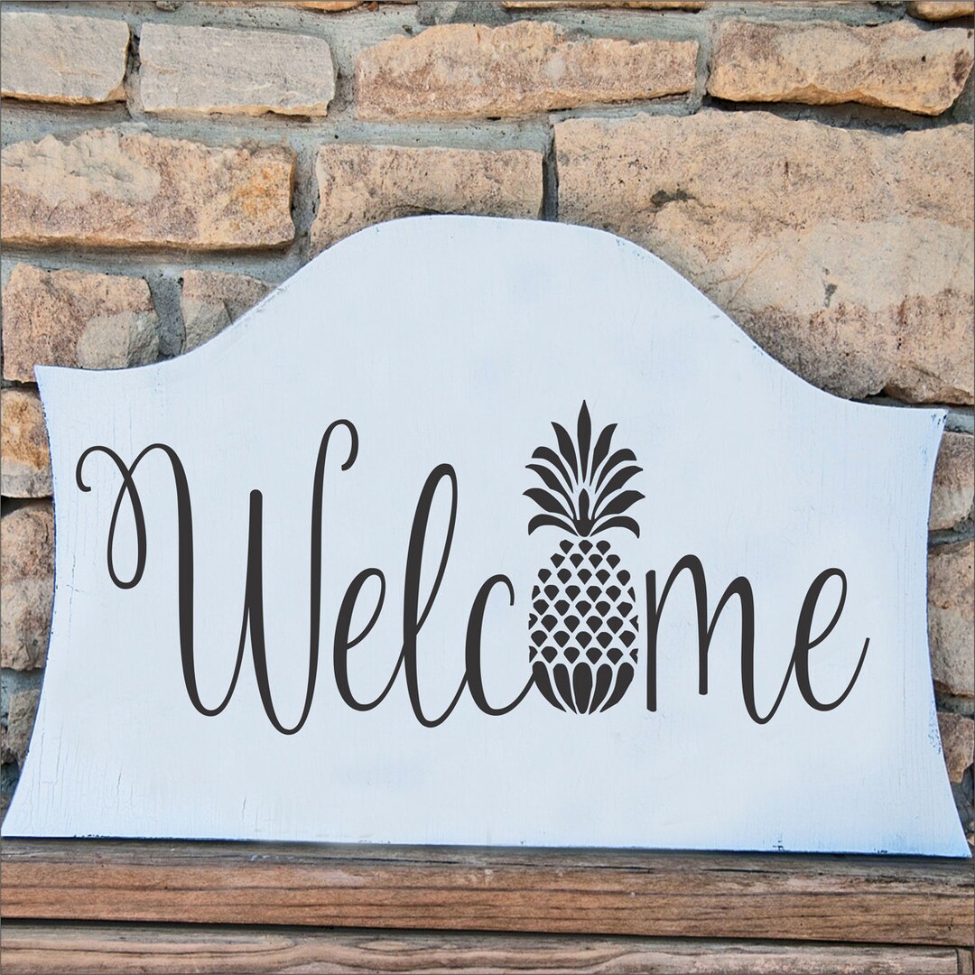 Welcome Pineapple Sign Stencil - Welcome Sign Stencil - Pineapple ...