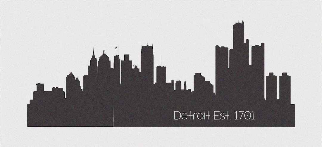 Detroit Skyline Stencil - Detroit Cityscape Stencils - Detroit Stencil ...