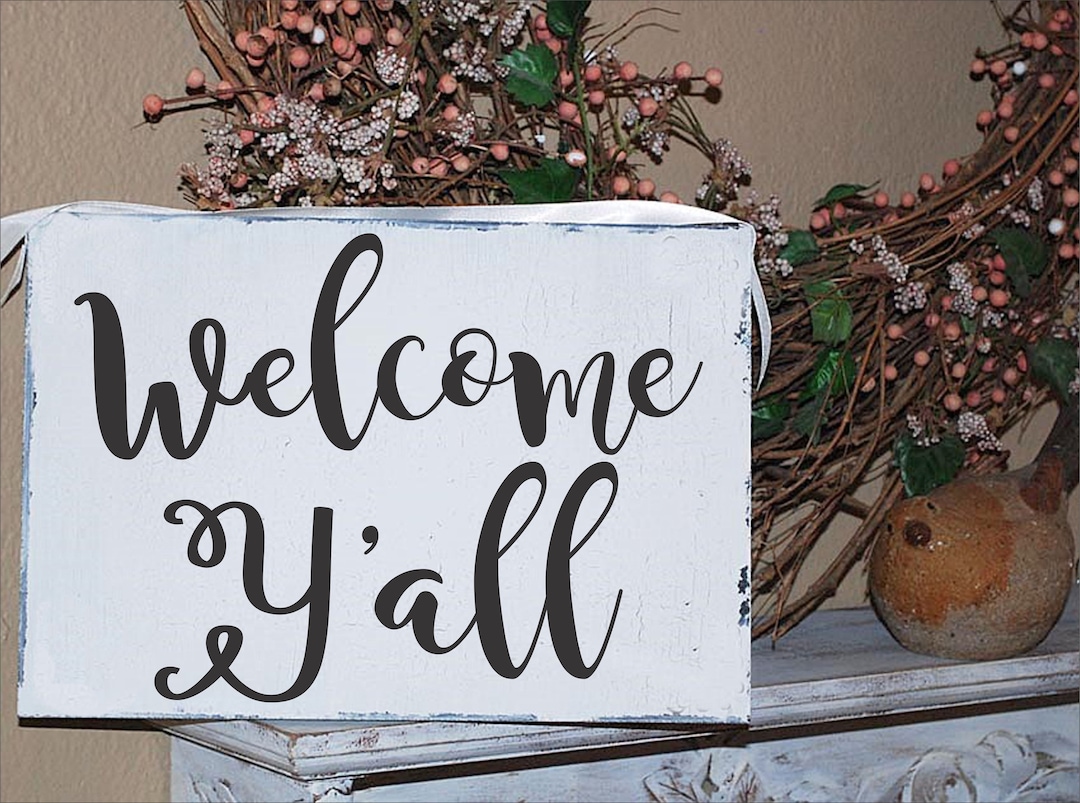Welcome Y'all Stencil - Welcome Stencil - Farmhouse Stencil - Yall Stencil - Create Welcome Sign ...