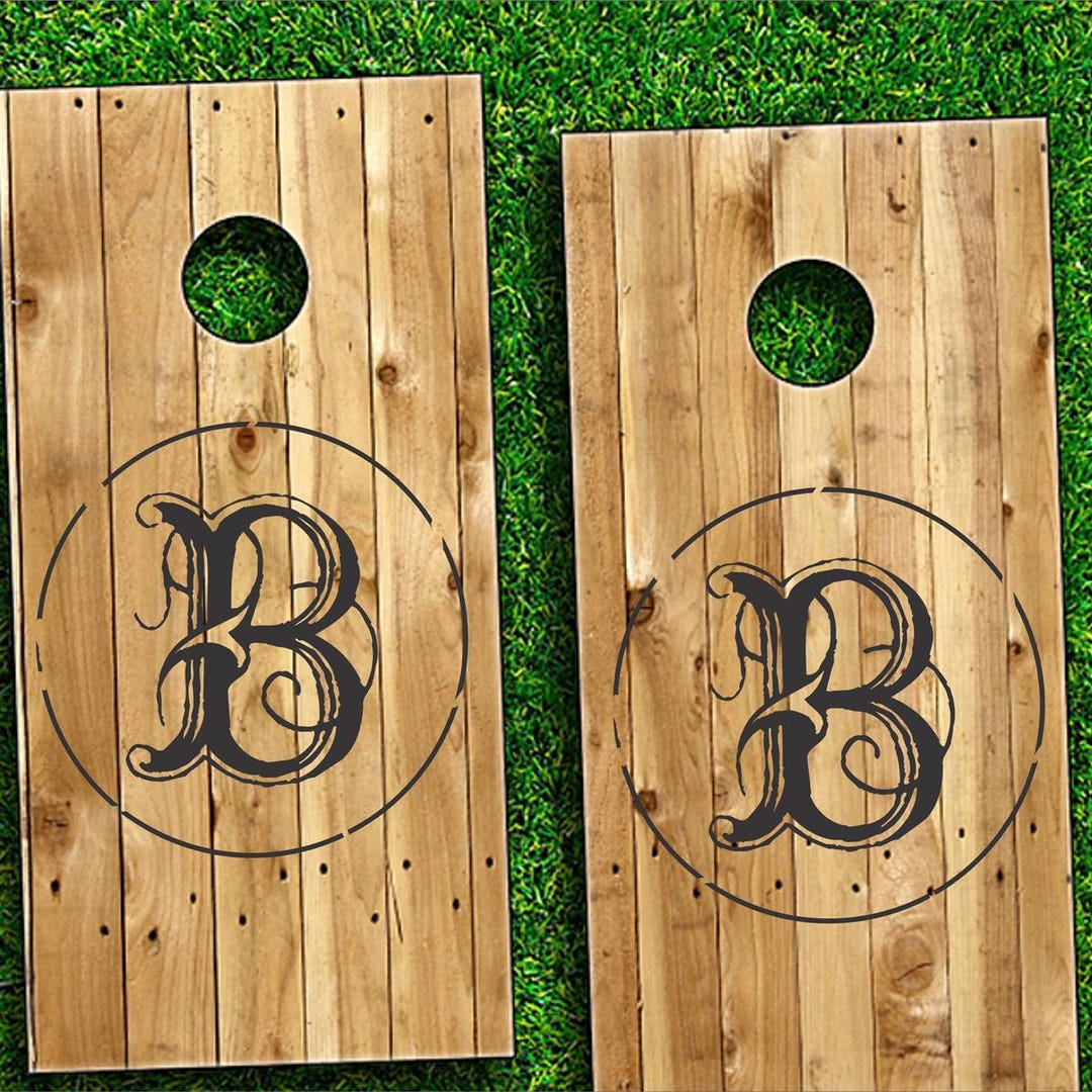 Custom Cornhole Boards Stencil - Paint Cornhole Boards - Monogram ...