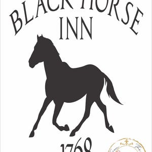 Tavern Sign Stencil, Colonial Sign Stencil, Black HORSE INN Sign ...