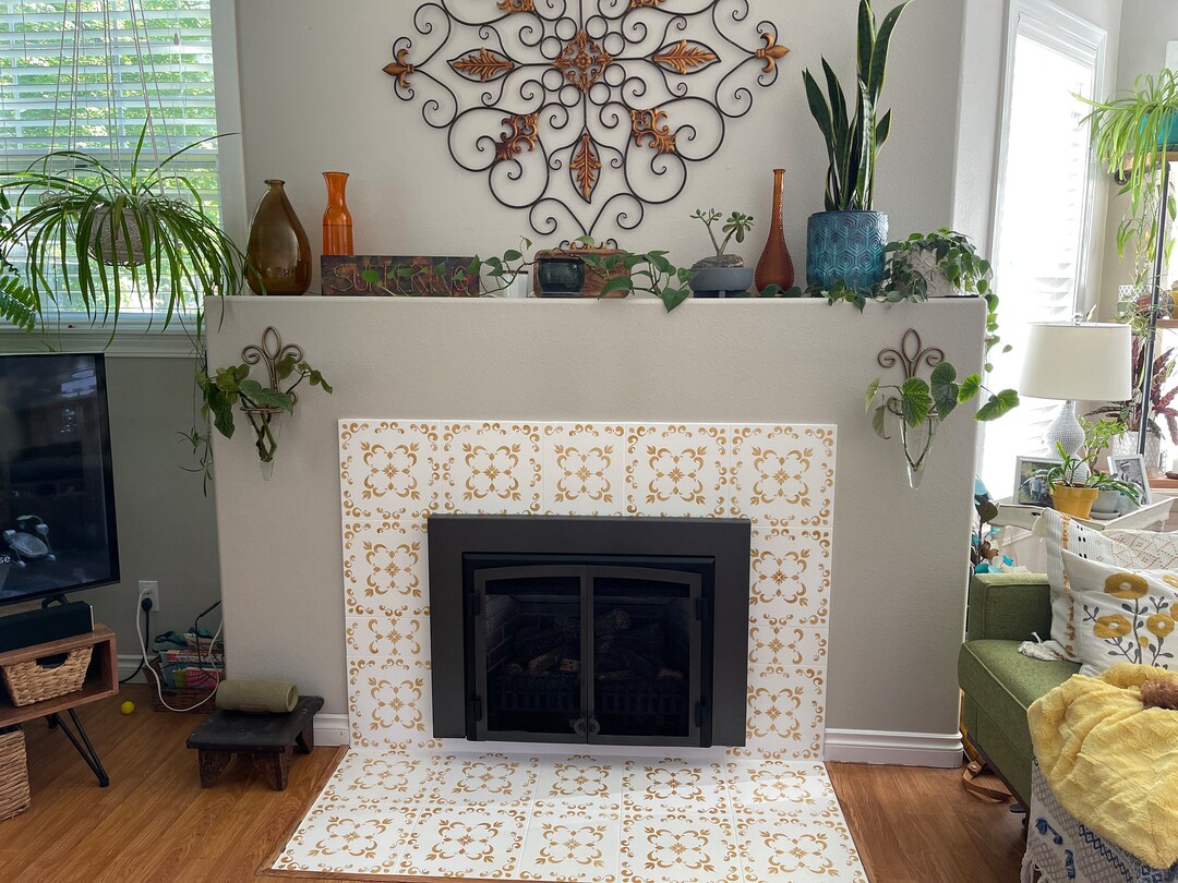 CHANTILLY Tile Stencil Tile Stencil Tile Floors Paint Floors Fireplace ...