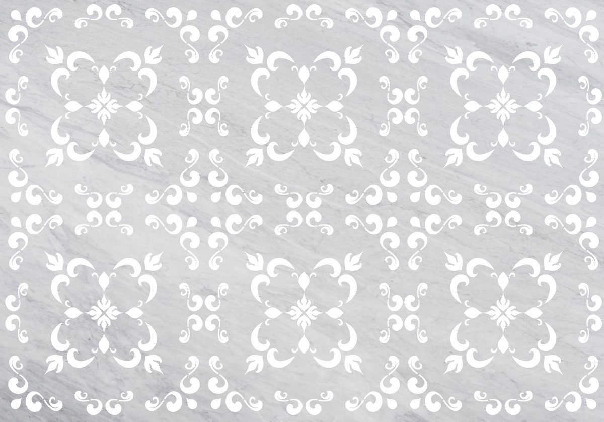 CHANTILLY Tile Stencil - Tile Stencil - Painting Tile Floors ...