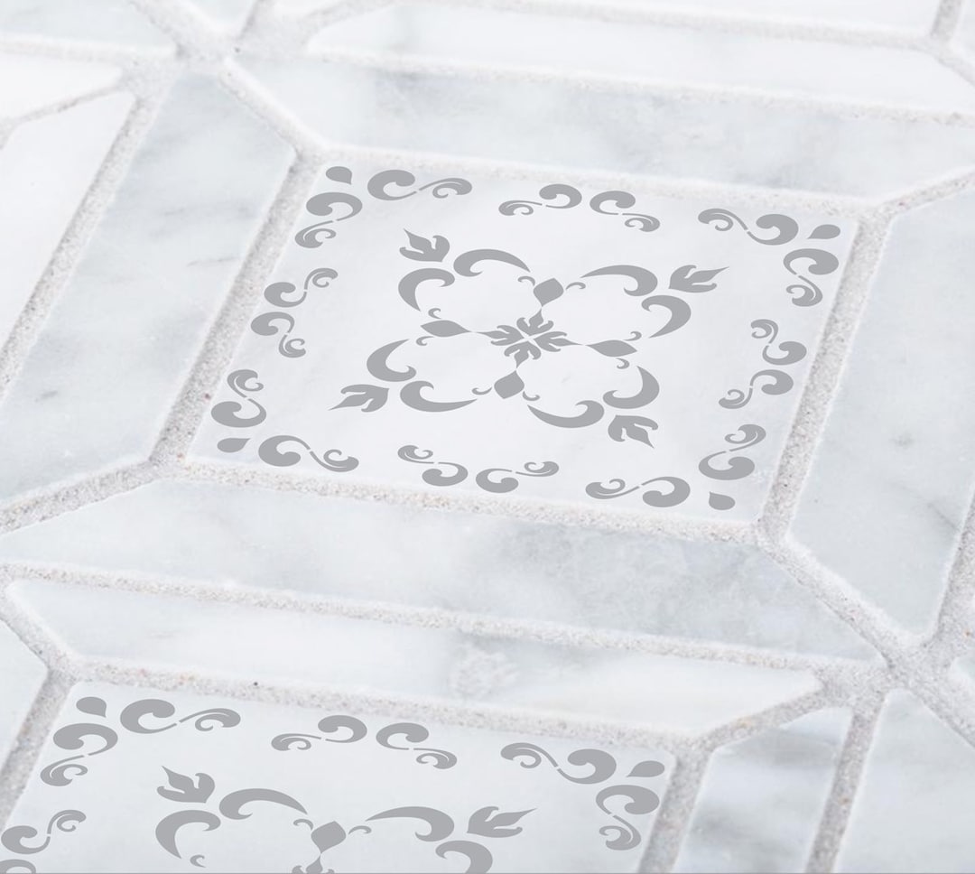 CHANTILLY Tile Stencil - Tile Stencil - Painting Tile Floors ...