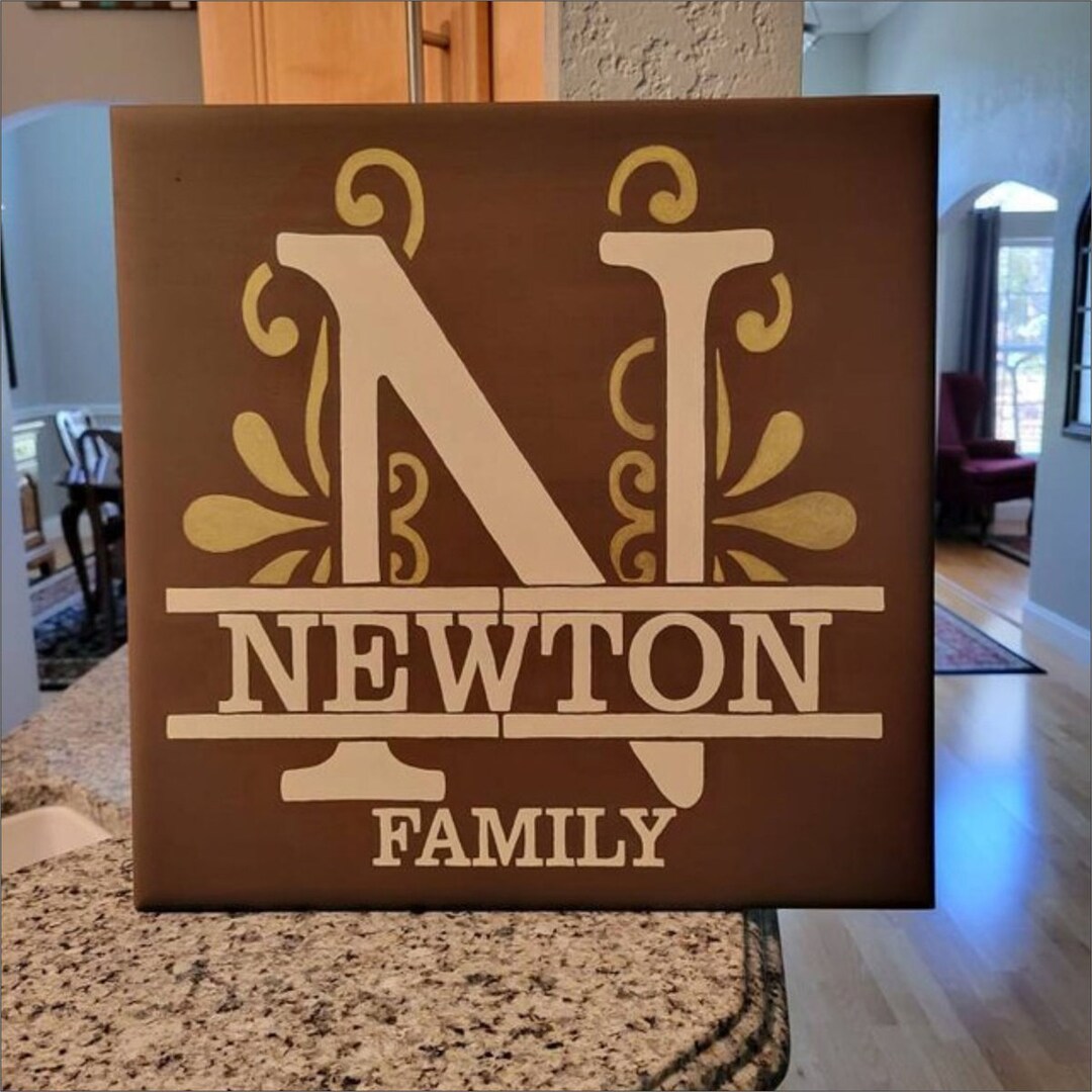 Monogram Sign Stencil, Split Letters, Paint Monogram Signs, Family ...