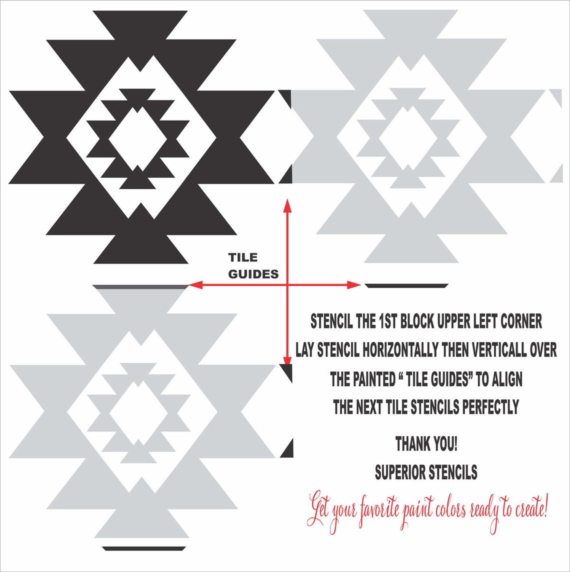 AZTEC Tile Stencils, Tile Stencils, Floor Stencil, Painting Floors ...