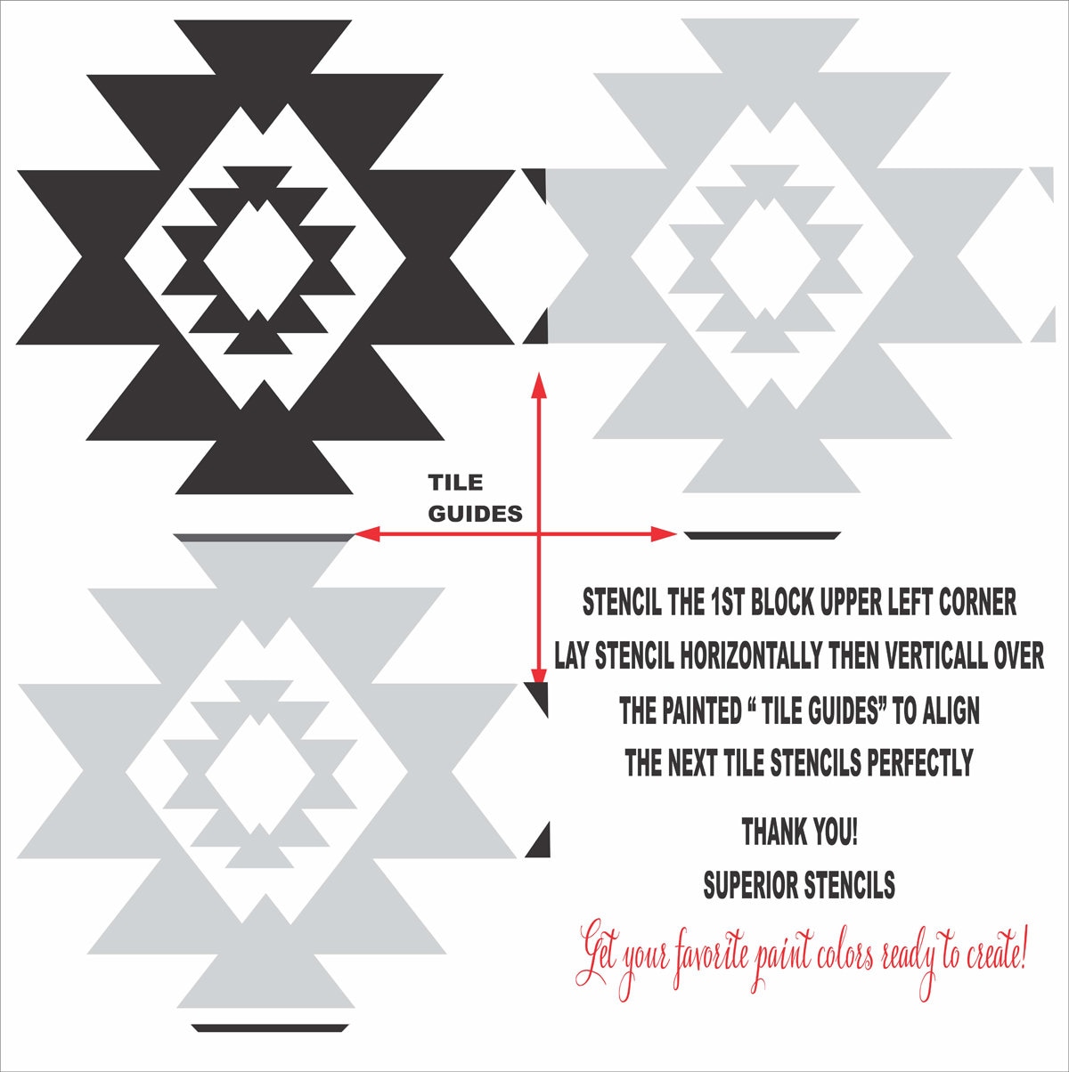 AZTEC Tile Stencils, Tile Stencils, Floor Stencil, Painting Floors ...
