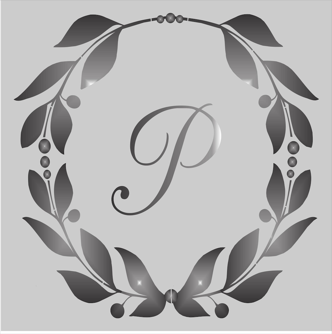 Custom Monogram - Monogram Stencils - Wreath Stencil - Monogram Letter ...