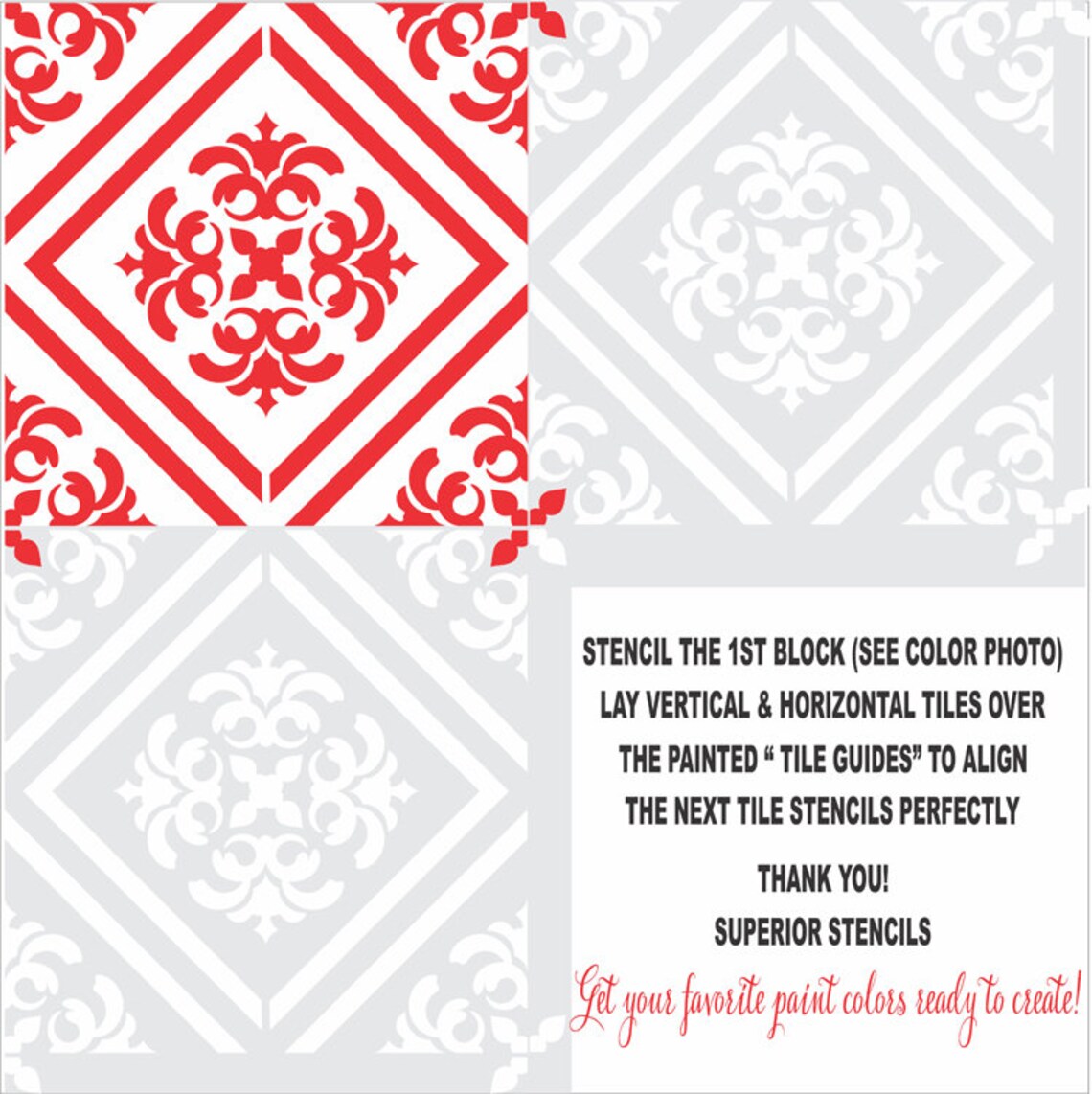 Italia Tile Stencil Reusable Stencil 14 Sizes Available - Etsy