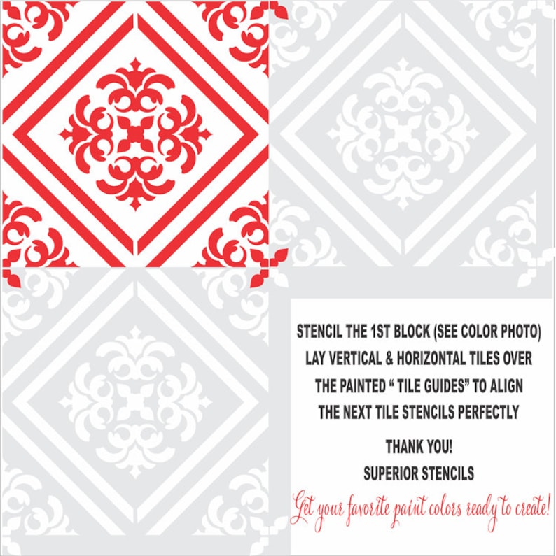 Italia Tile Stencil Reusable Stencil 14 Sizes Available - Etsy