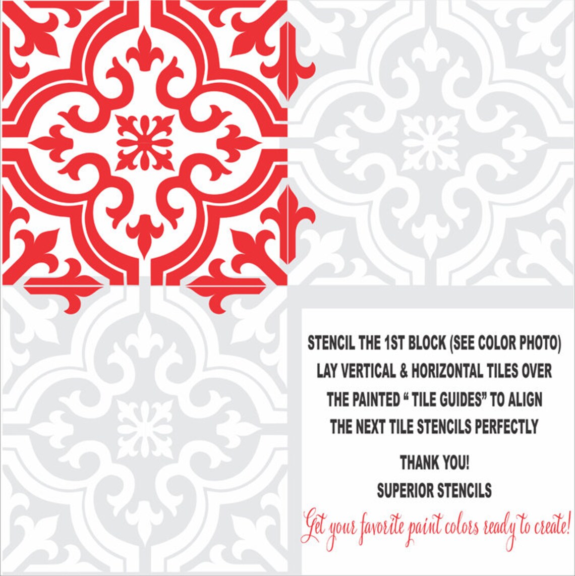 SHAKIRA Tile Stencil | Tile Stencil for Painting Floors, Backsplashes ...