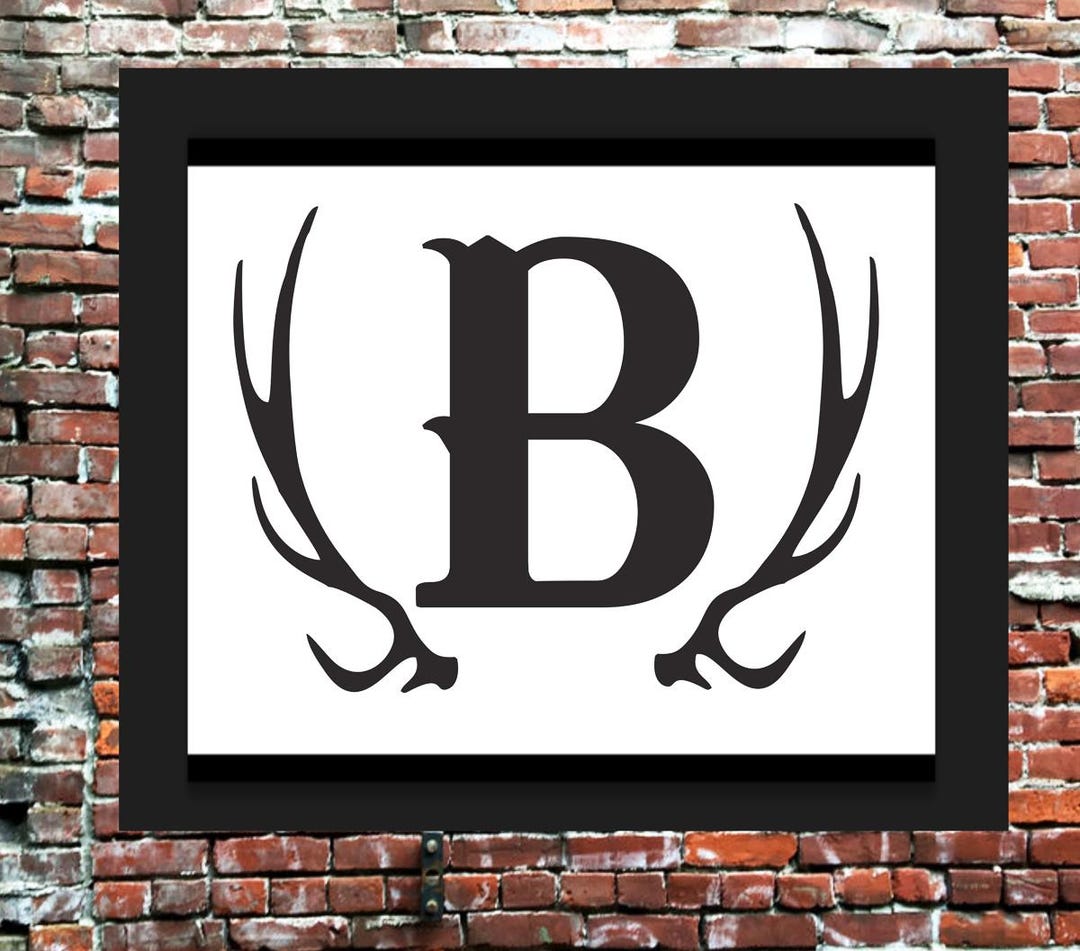 Monogram Sign Stencils, Custom Antlers Stencils, Family Antler Sign ...