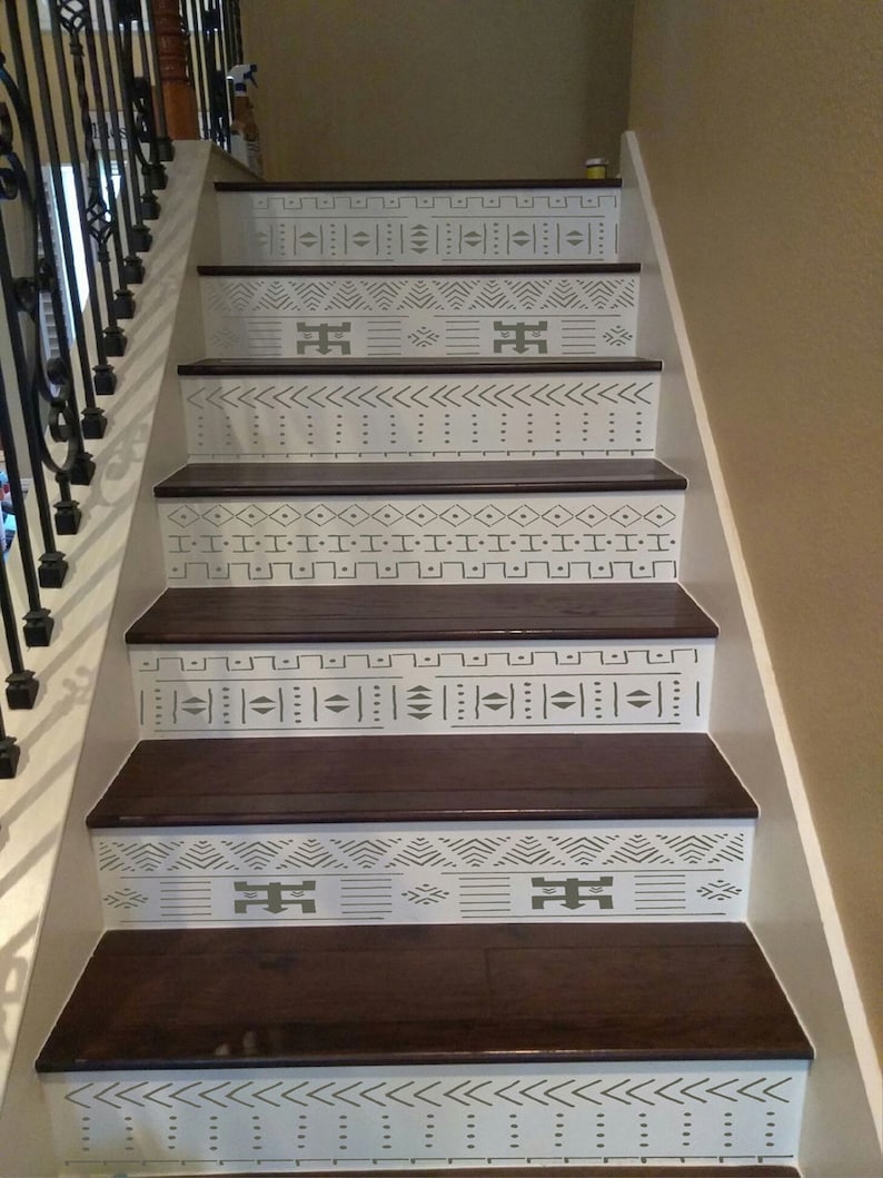 Mud Cloth Stair Stencil - Stencil for Painting Stair Risers - Wall ...