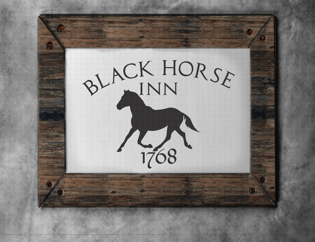 Tavern Sign Stencil, Colonial Sign Stencil, Black HORSE INN Sign ...