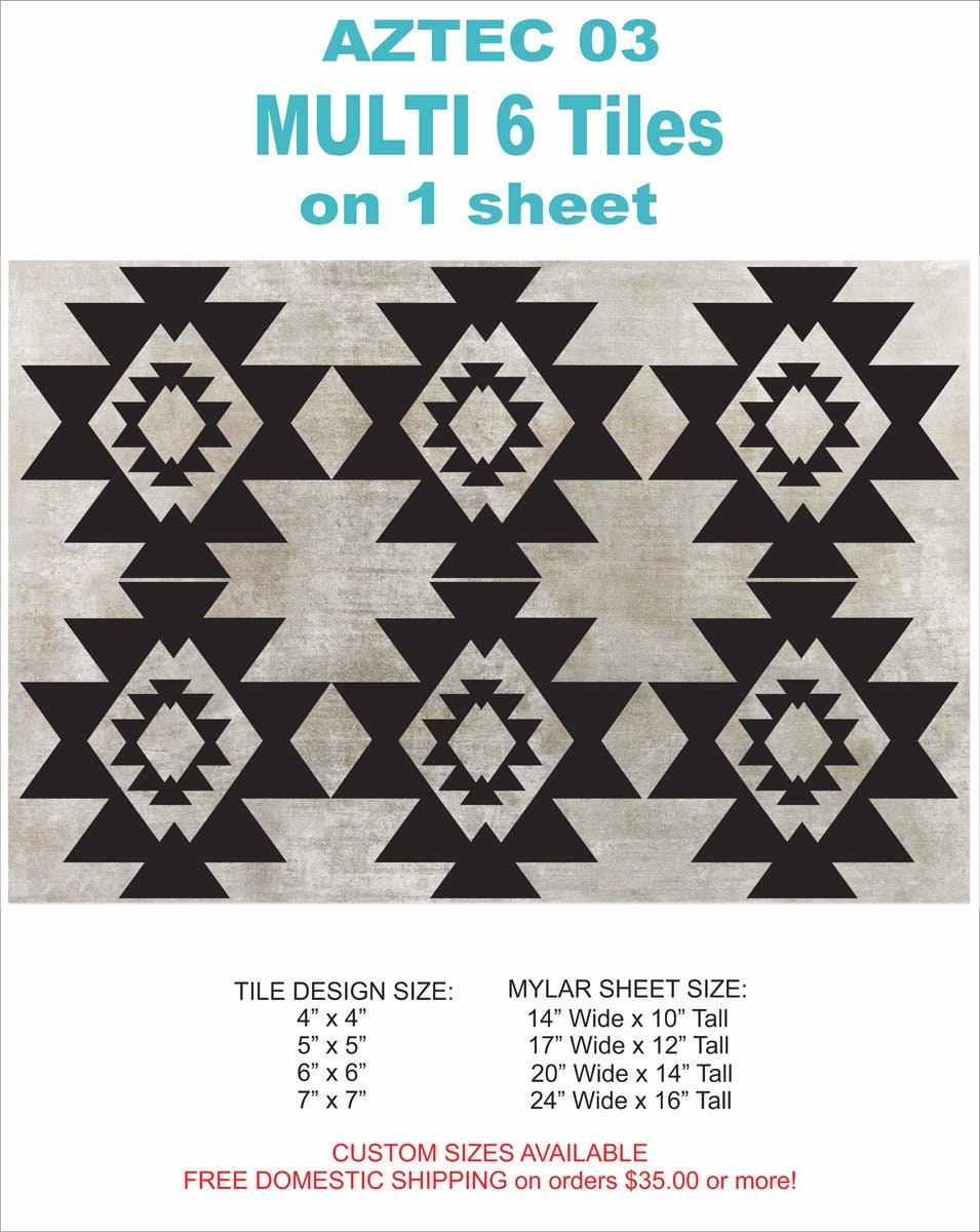 AZTEC Tile Stencils, Tile Stencils, Floor Stencil, Painting Floors ...