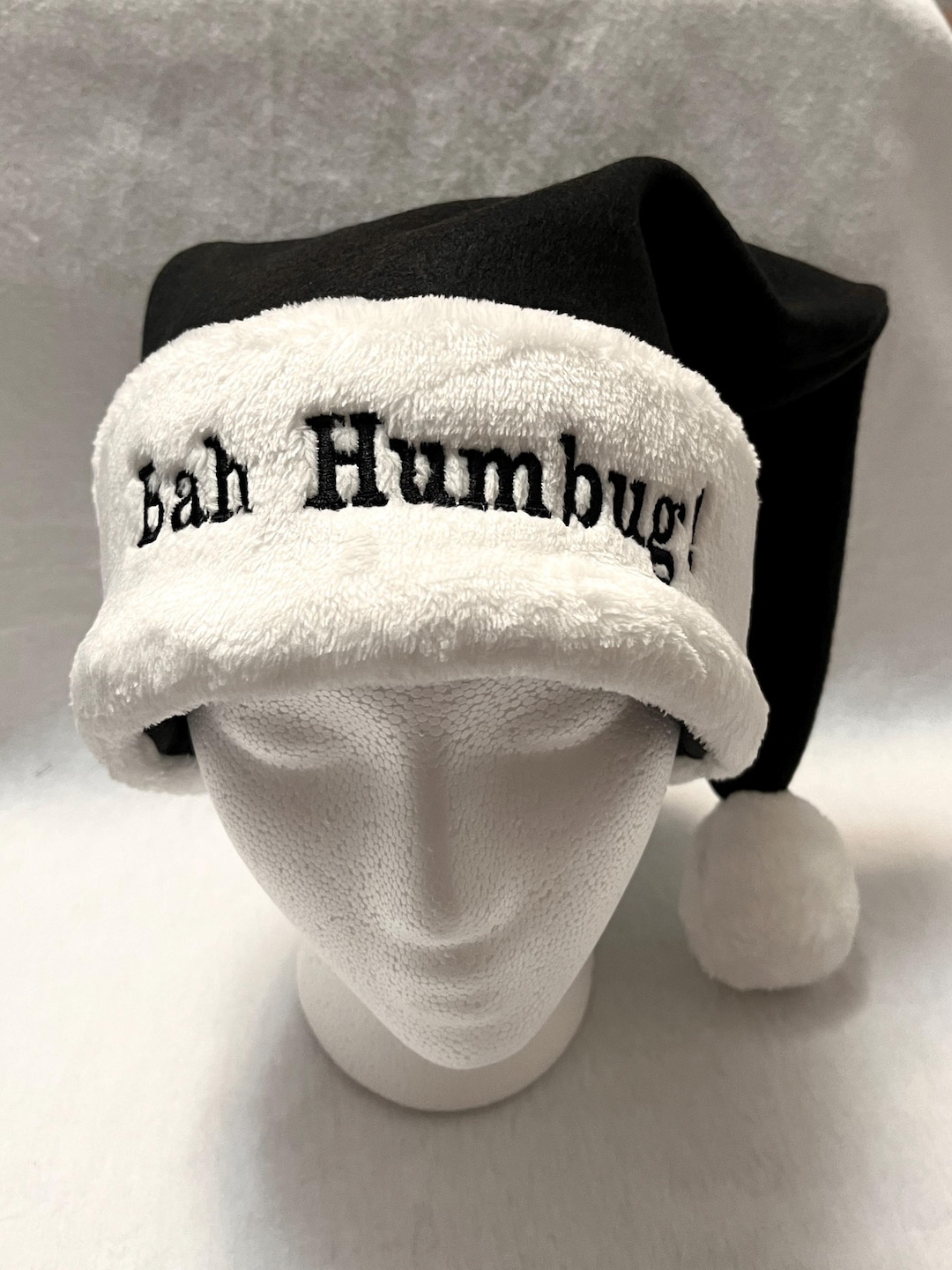 Bah Humbug! Black Santa Hat Christmas Grinch Bad Santa Cap Made With ...