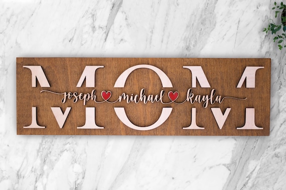 3D Personalized Mom Sign With Children Name Mother's Day | Etsy