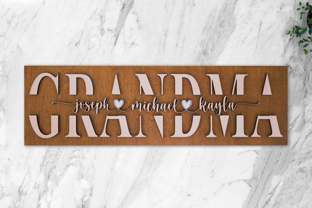 3D Personalized Grandma Sign With Children Name, Personalized Grandma ...