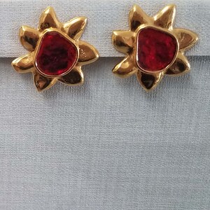 EDOUARD RAMBAUD Earrings, Red Enamel Paulettevintage Jewelry - Etsy
