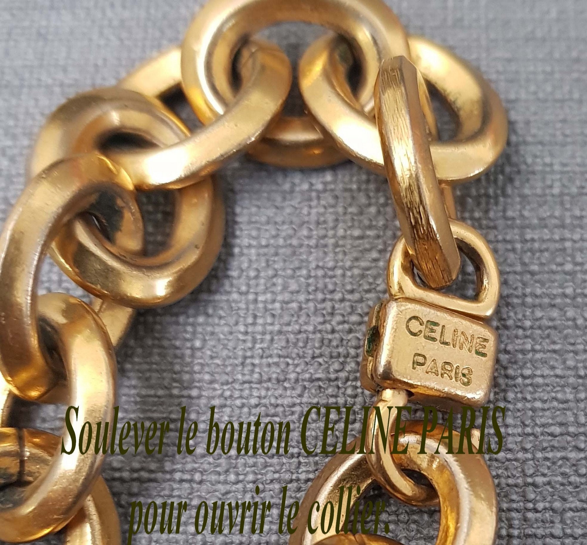CELINE Necklace, Composed of a Gold-plated Metal Chain and a Medallion ...