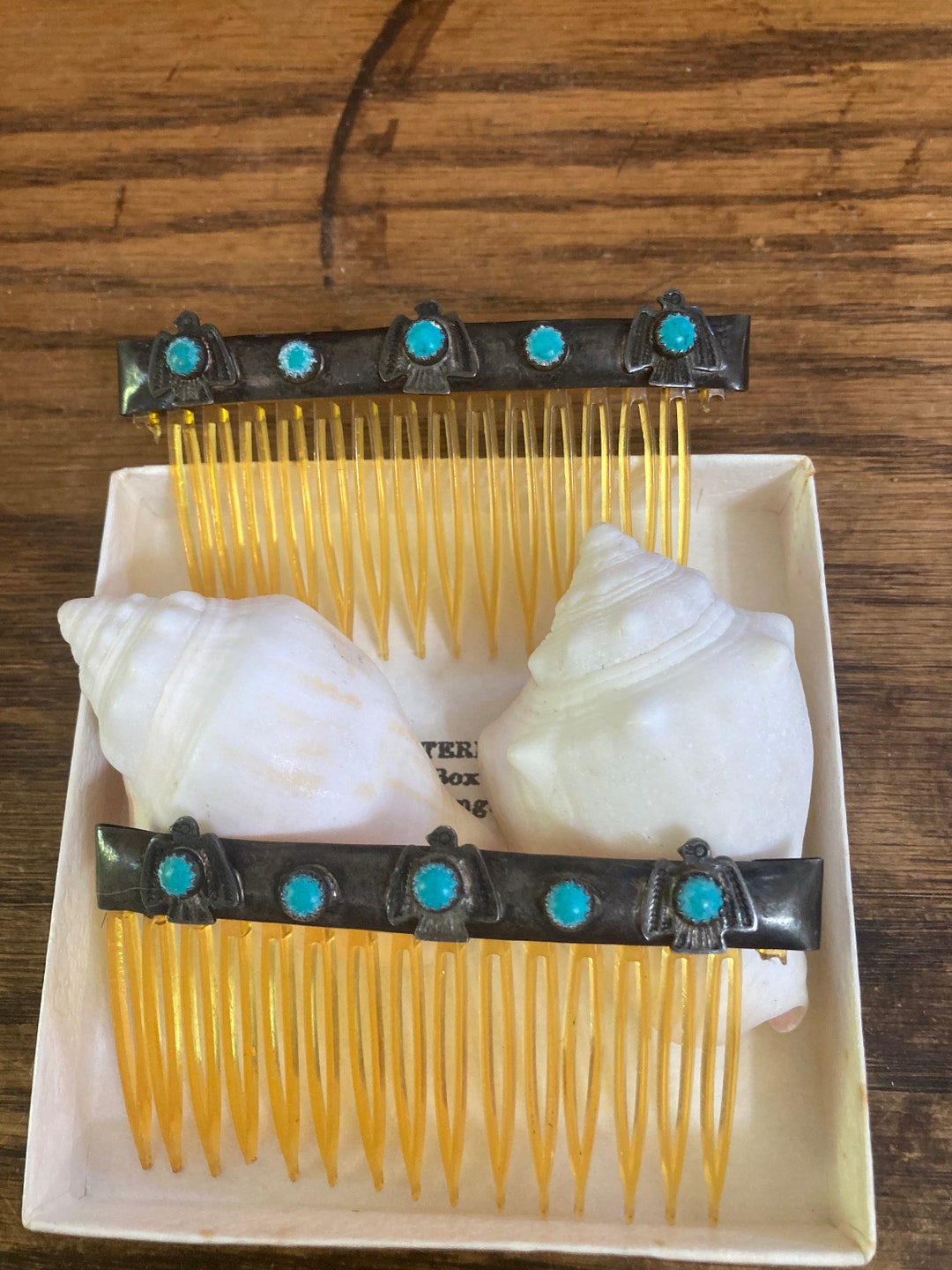 Vintage Fred Harvey Era Hair Comb Pair Sterling Thunderbirds and Snake ...