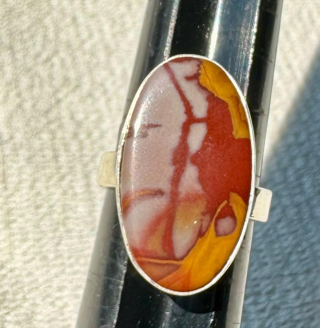 Vintage Unique Sterling Mookaite Jasper Minimalist Modern Ring Size 7 ...
