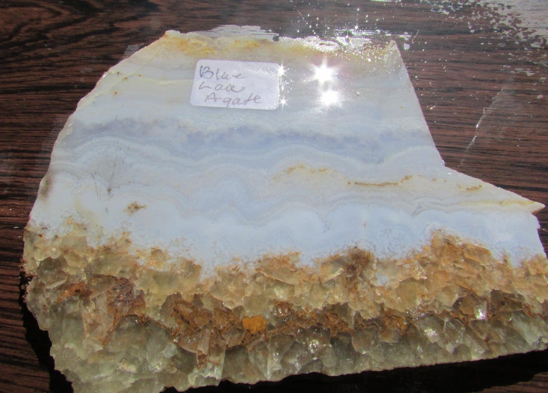 Vintage Blue Lace Slice Slab Specimen or Lapidary Rough Size 4 X 3 X 1/ ...